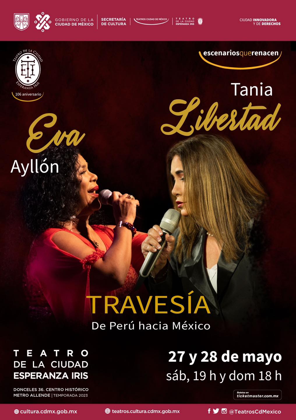 Tania Libertad y Eva Ayllón en el Teatro de la Ciudad Esperanza Iris | GalerÍa Alternativa